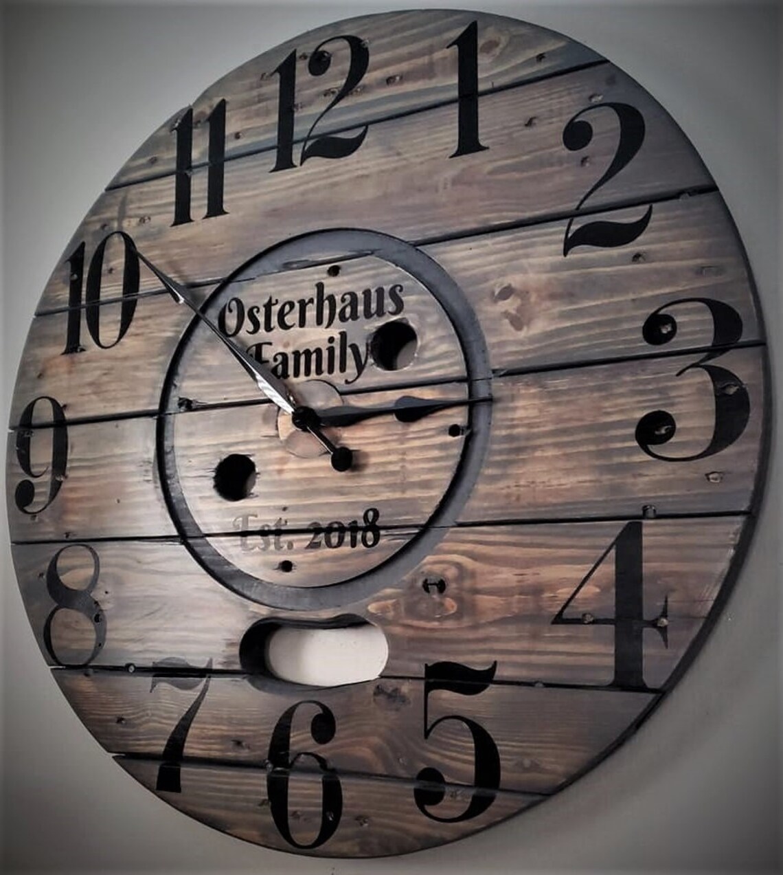 Farmhouse Wood Spool Wall Clock 20 to 36 IN Round - Etsy
