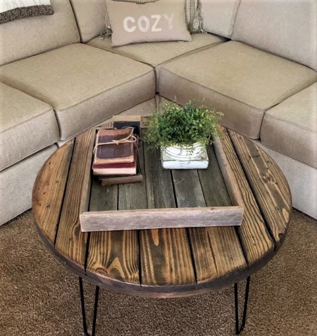 Farmhouse Wood Spool Table 20 36 Hairpin & - Etsy