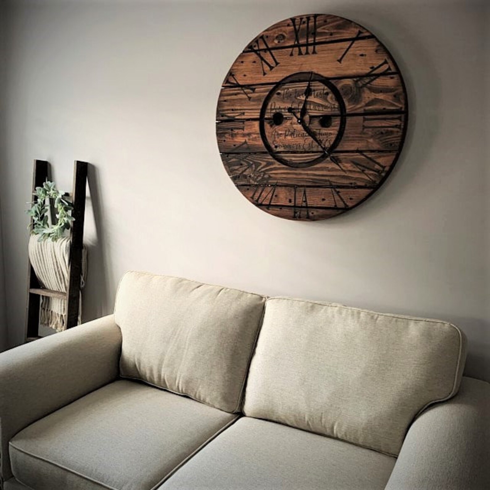 Farmhouse Wood Spool Wall Clock 20 to 36 IN Round - Etsy