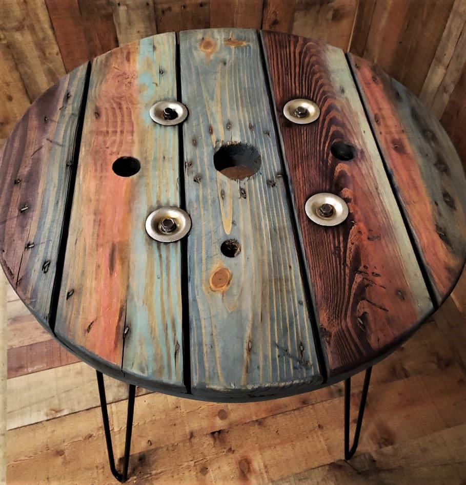 20 to 36 Farmhouse Round Wood Spool Table - Hairpin & Pipe Legs ...