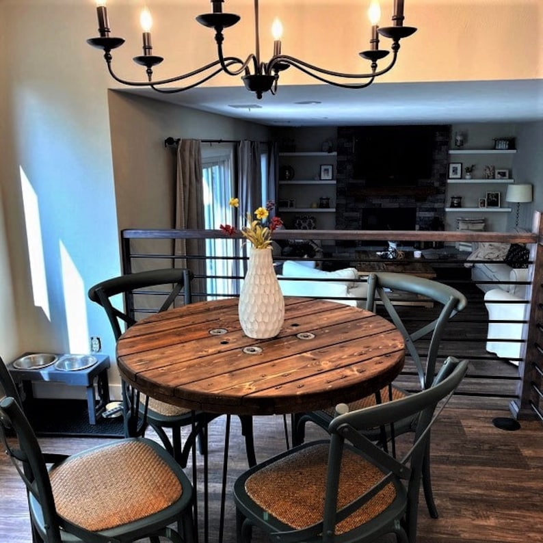 Farmhouse Wood Spool Table 20 36 Hairpin & - Etsy