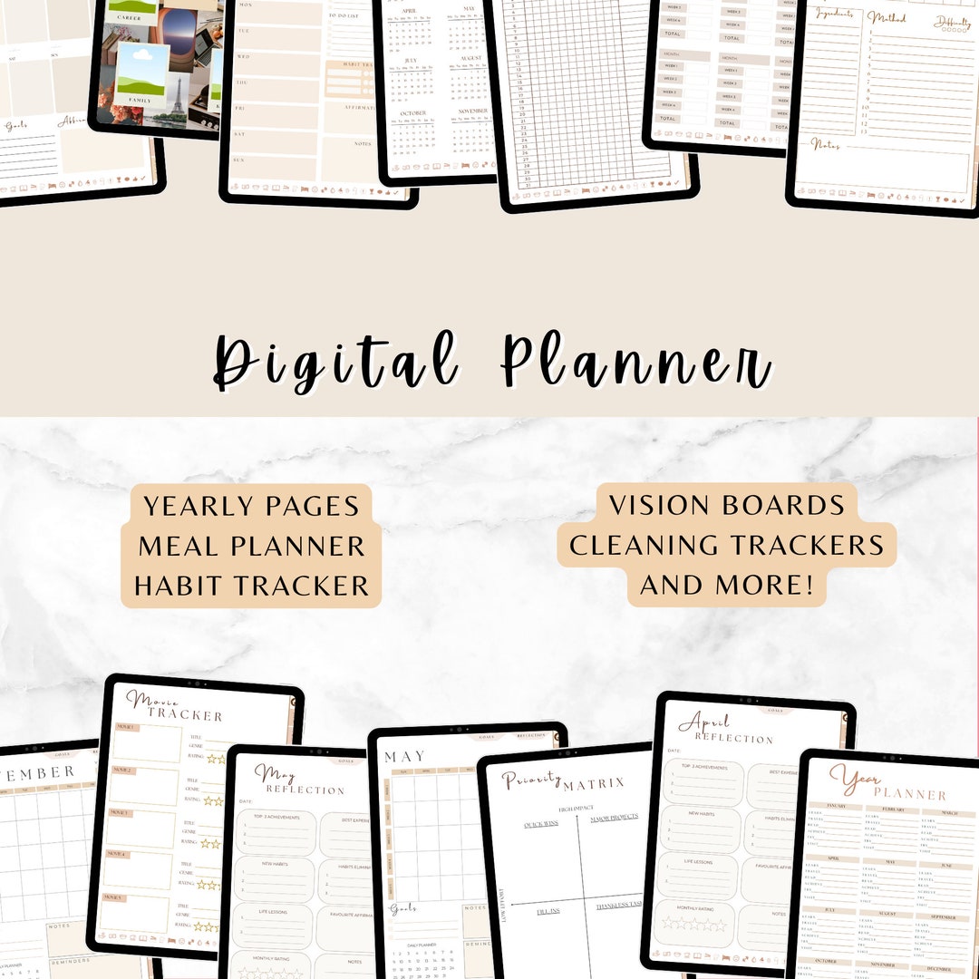 Editable Digital Planner Neutral Colour - Etsy