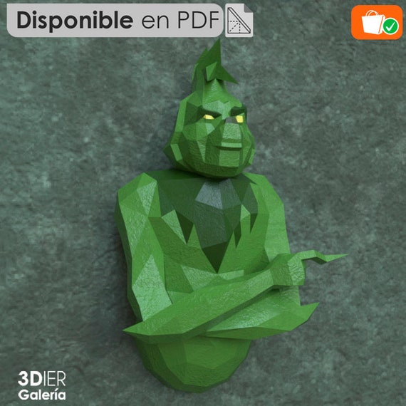Grinch Diseño Papercraft Con Plantillas PDF Para Construir a | Etsy