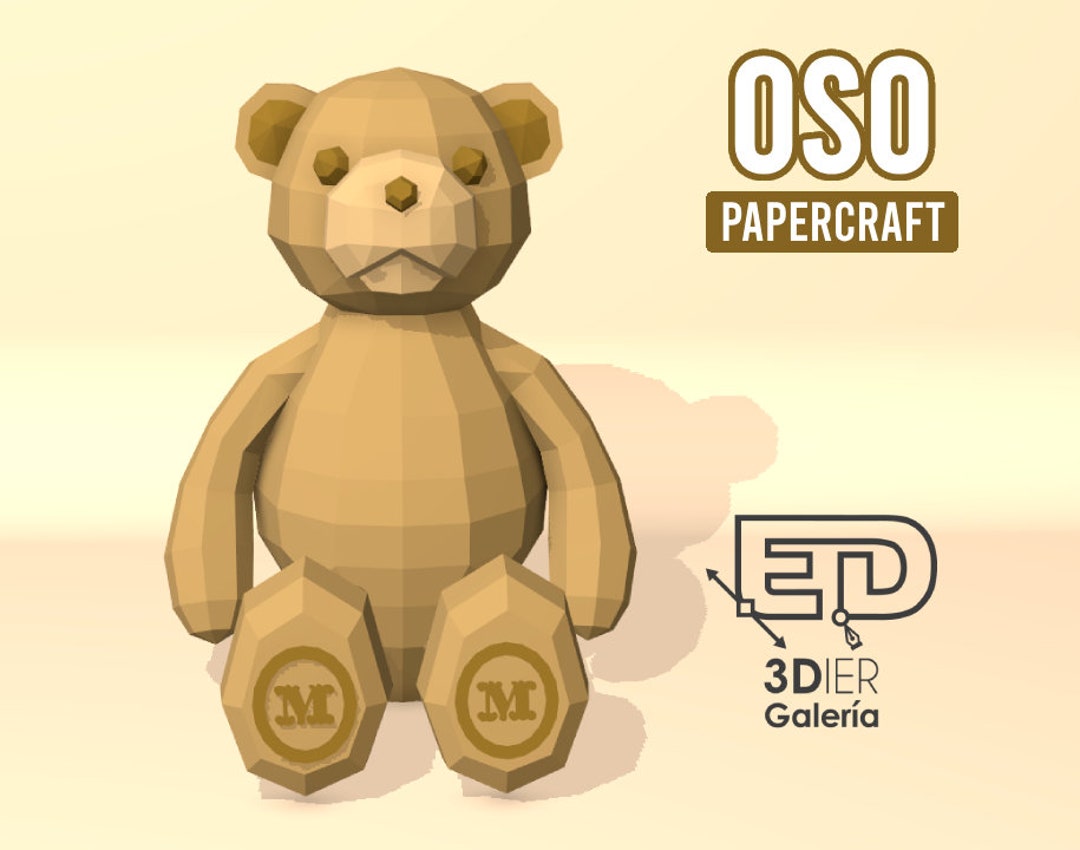 Oso peluche Plantillas PDF Papercraft, Arte de papel y manualidad para ...