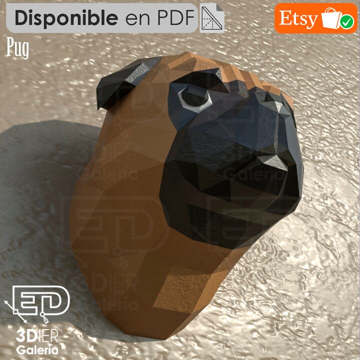 Perro Pug Diseño Papercraft con plantillas PDF para construir - Etsy México