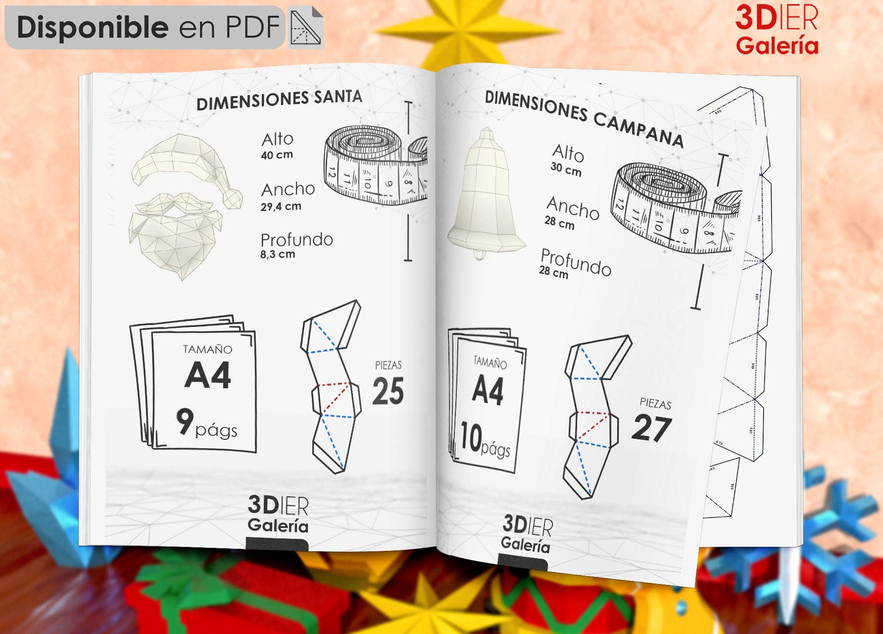 Pack de Navidad Diseño Papercraft Papá Noel Dulce Galleta | Etsy