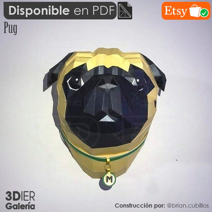 Perro Pug Diseño Papercraft con plantillas PDF para construir - Etsy México