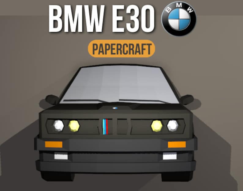 Carro BMW E30 Papercraft, Auto Papercraft, plantillas PDF, Arte de papel, Diseño 3D para ...