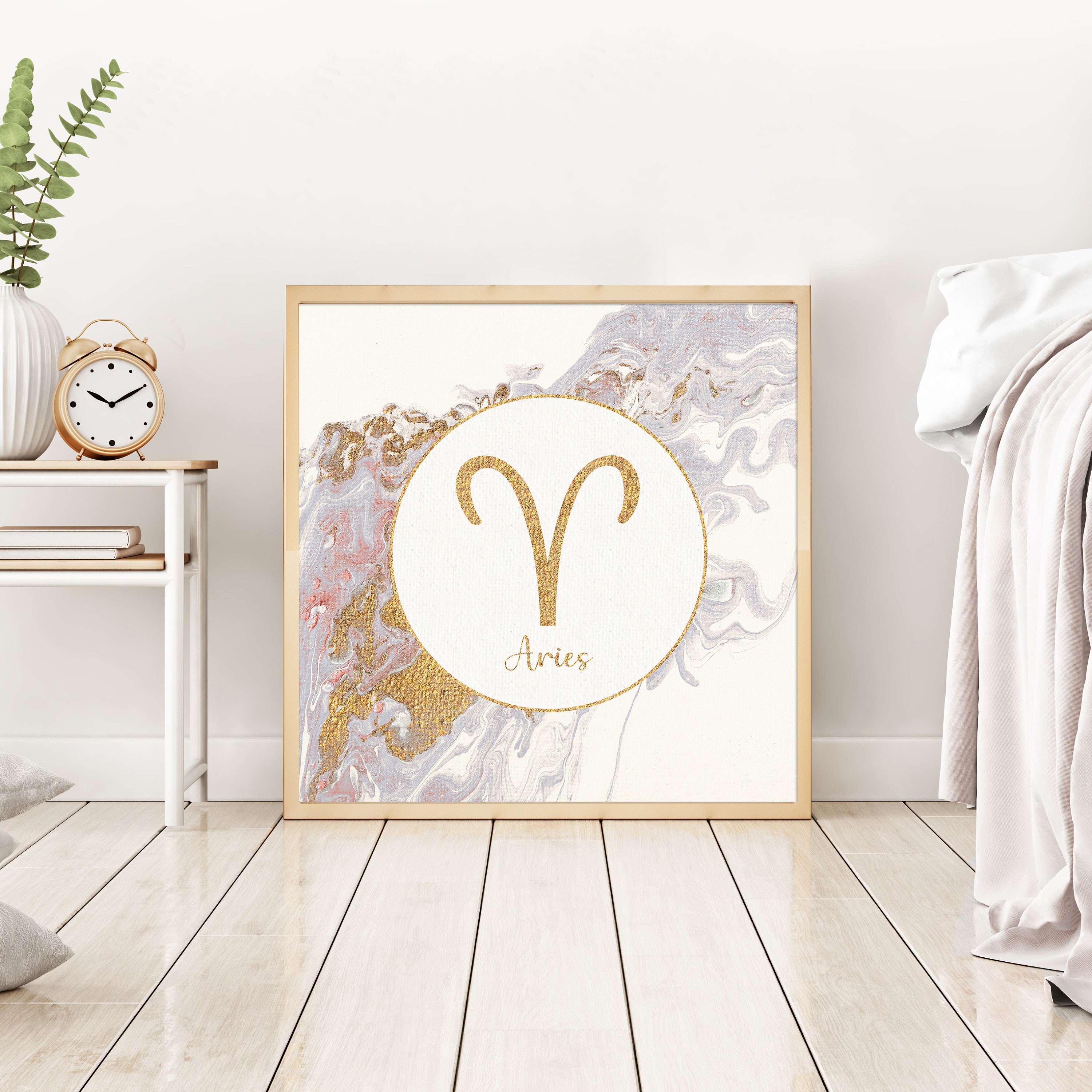 Aries Abstract Painting Gold Gray, Zodiac Print, DIGITAL DOWNLOAD, Teen ...