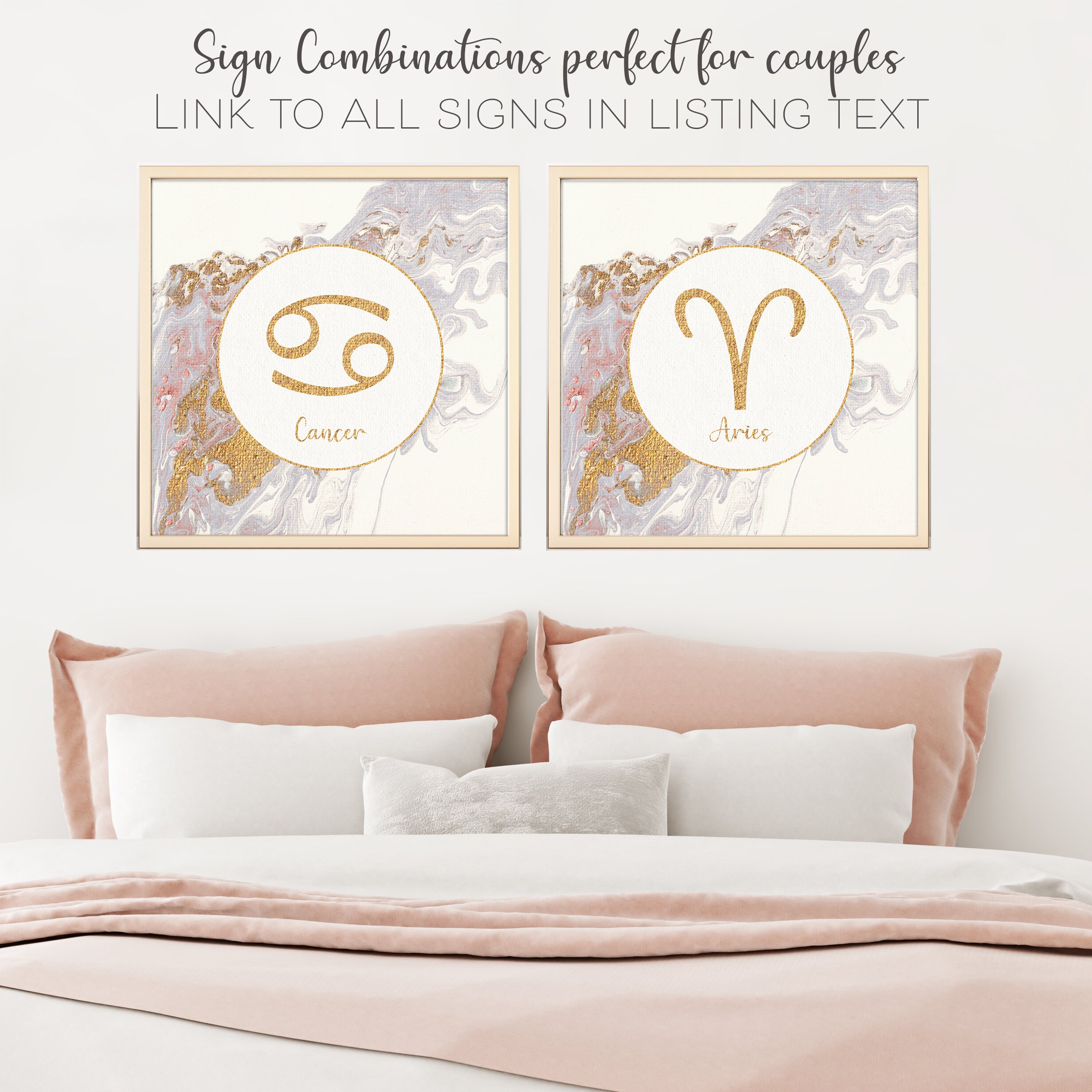 Aries Abstract Painting Gold Gray Zodiac Print DIGITAL - Etsy