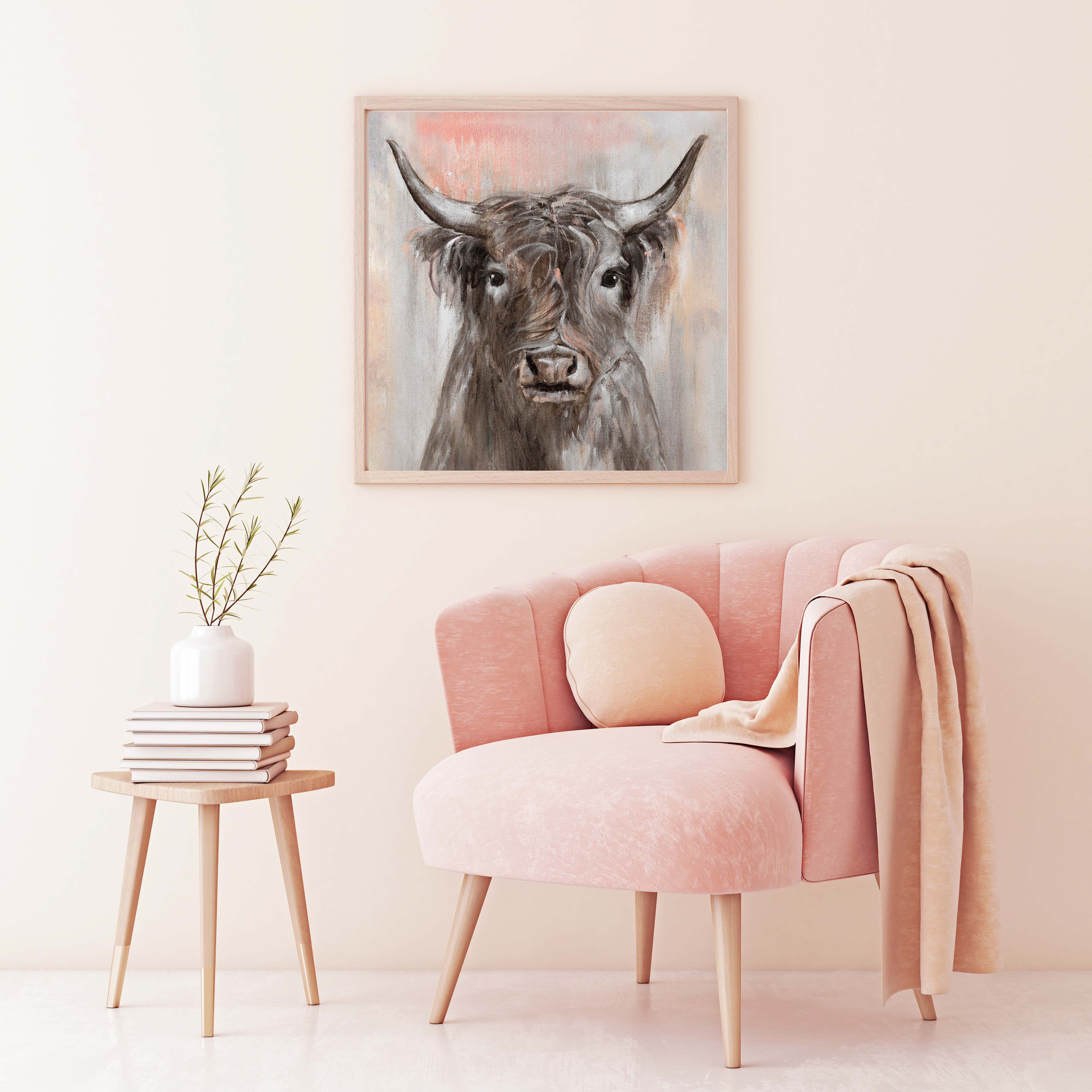Highland Cow Oil Painting Cute Buffalo Blush Teen Girl - Etsy