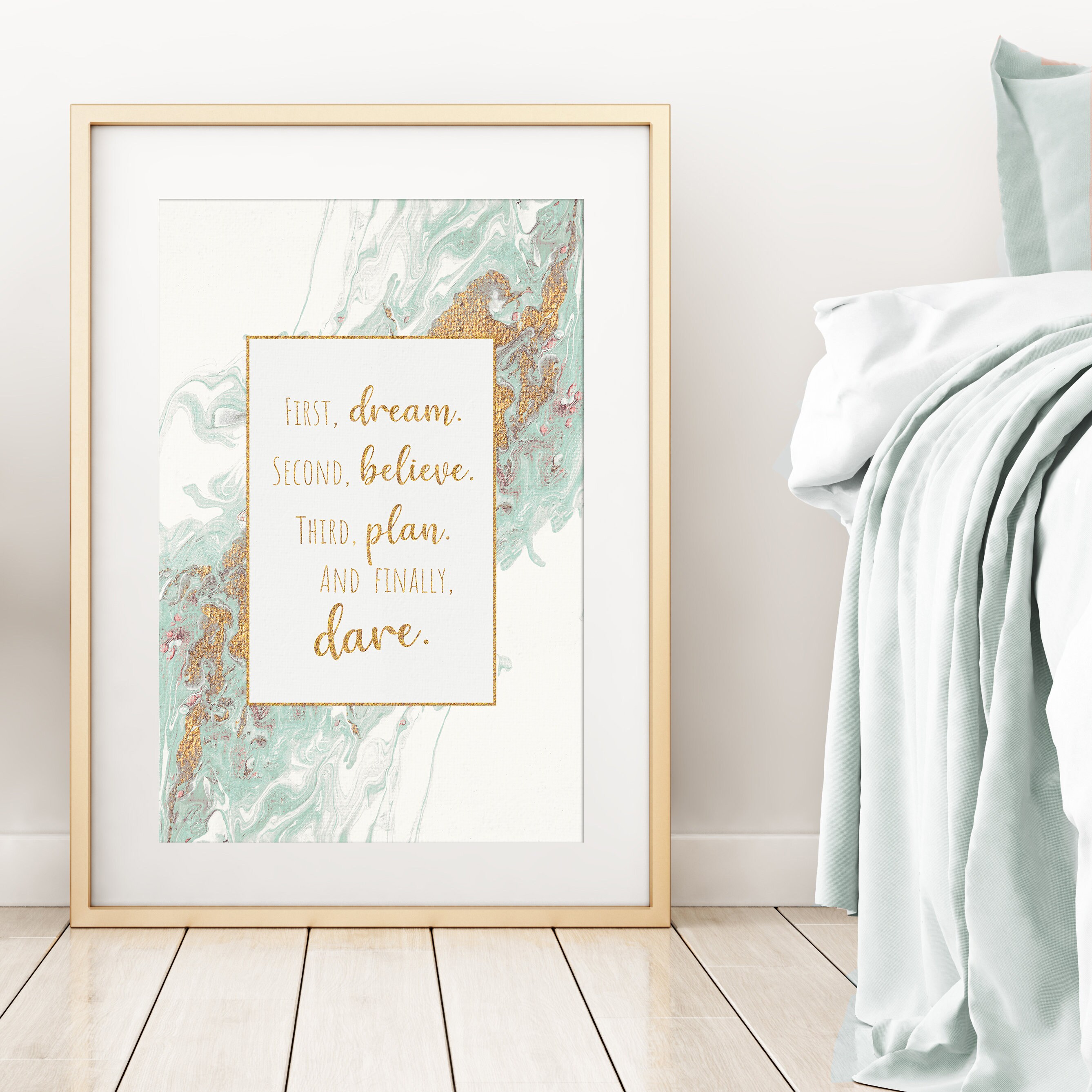 Turquoise Inspirational Wall Art, DIGITAL DOWNLOAD, Acrylic Pour ...