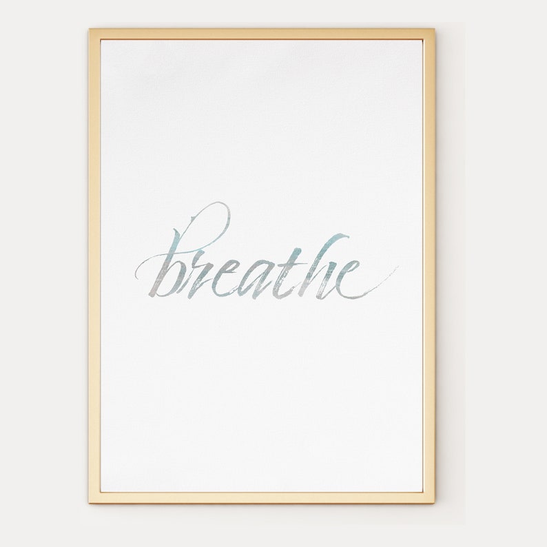 3 Piece Wall Art breathe, Blue Blush Set of 3 Prints DIGITAL DOWNLOAD ...