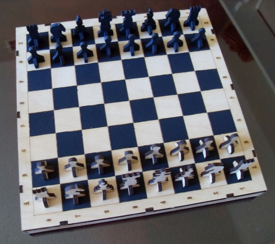 Wooden Chess Board, Mini Chess Game, Wood Chess Set, Rustic Chess Board ...