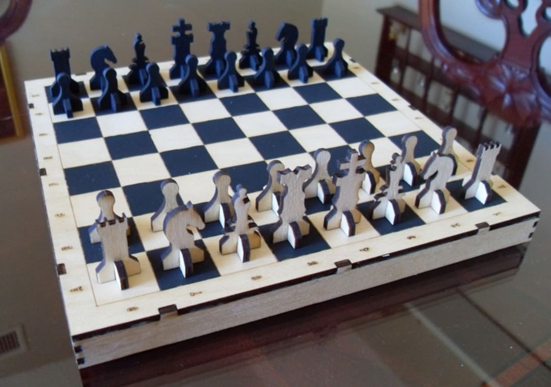 Wooden Chess Board, Mini Chess Game, Wood Chess Set, Rustic Chess Board ...