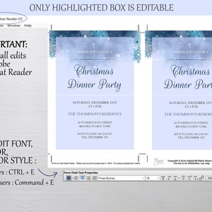Blue Christmas Invitation Template Christmas Dinner Party Invite ...