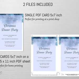 Blue Christmas Invitation Template Christmas Dinner Party Invite ...