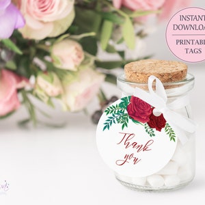 Favor Tags Printable Red Thank You Tags Wedding Favor Tags Gift Tags ...
