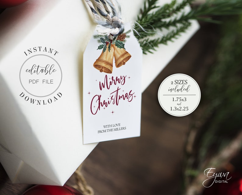 Jingle Bells Christmas Gift Tag Template Printable Christmas - Etsy