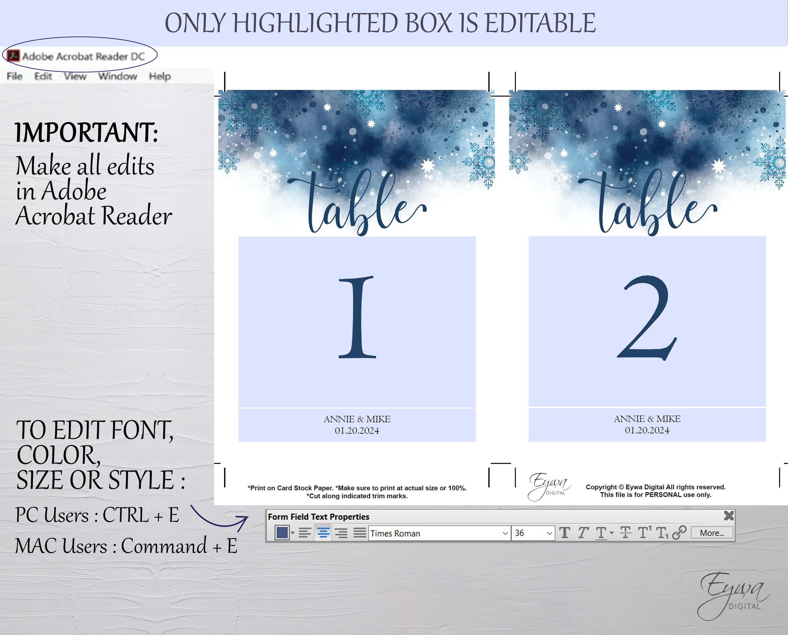 Winter Blue Wedding Table Numbers DIY Table Numbers Blue - Etsy