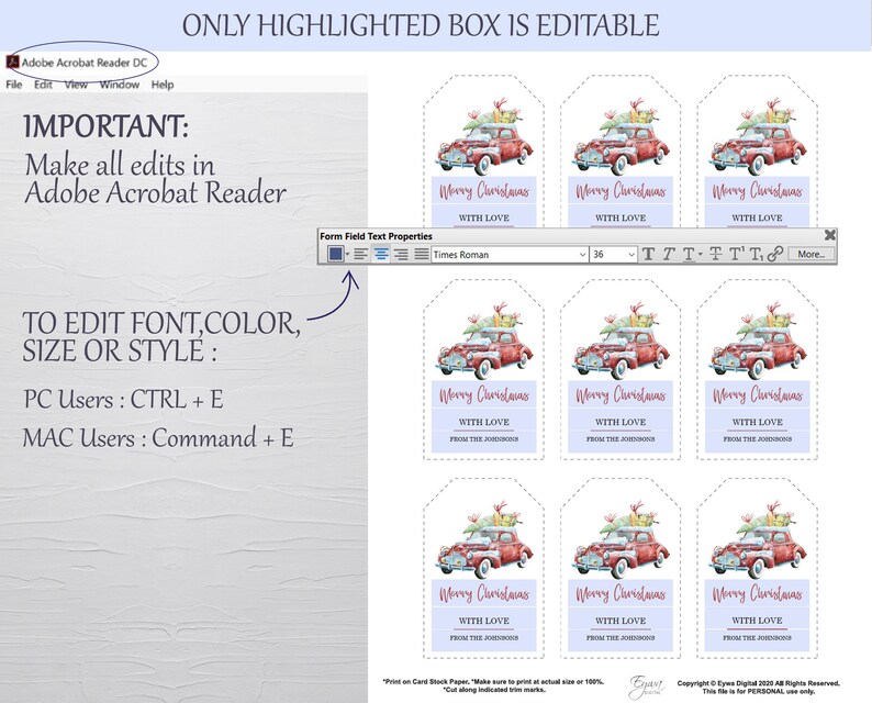 Christmas Truck Gift Tag Template Printable Red Christmas Tags Editable ...