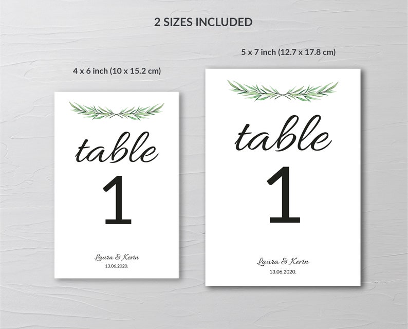 Greenery Table Numbers Wedding Printable Editable Wedding Numbers Green ...