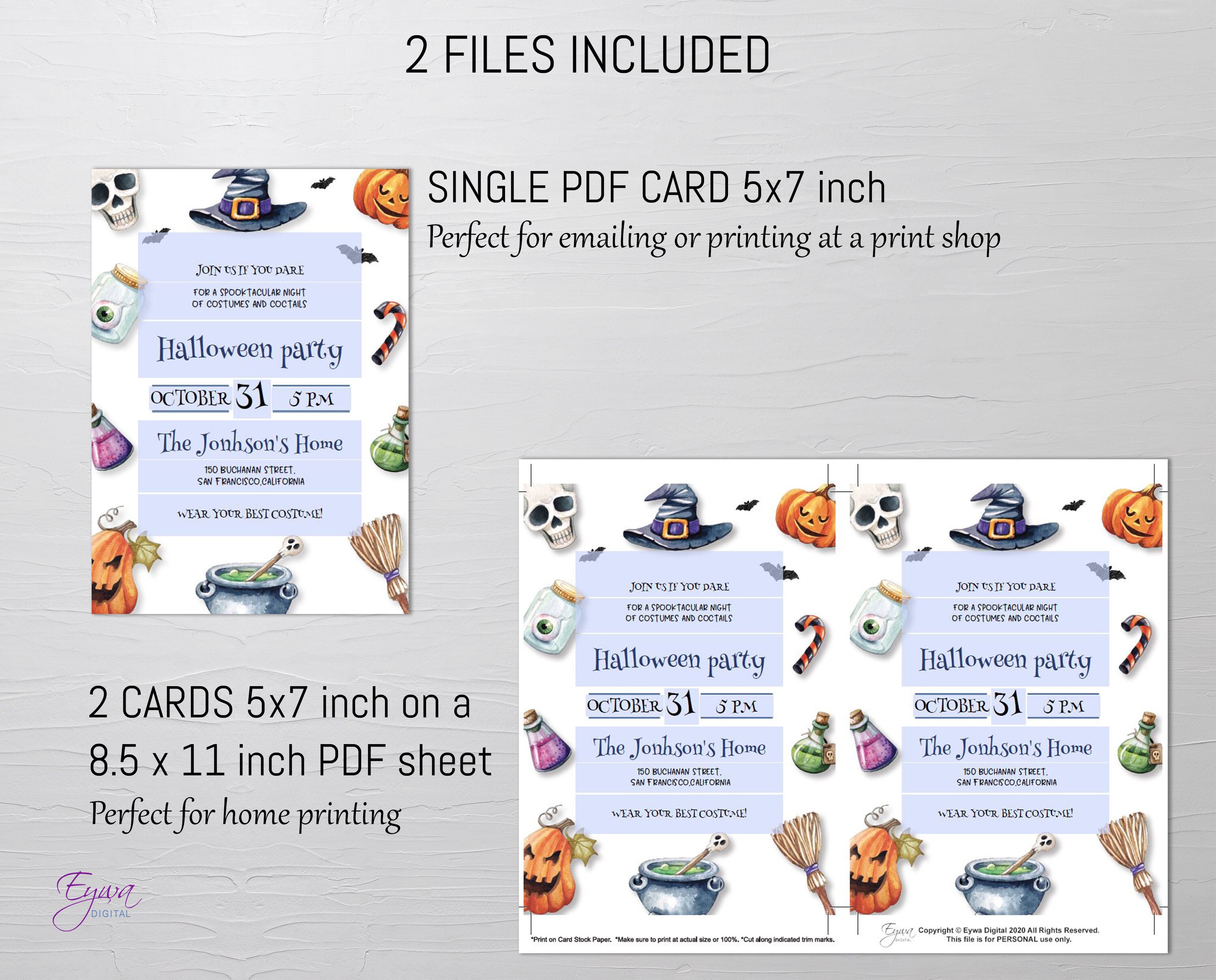 Spooky Halloween Party Invitation Template Editable Pumpkins - Etsy