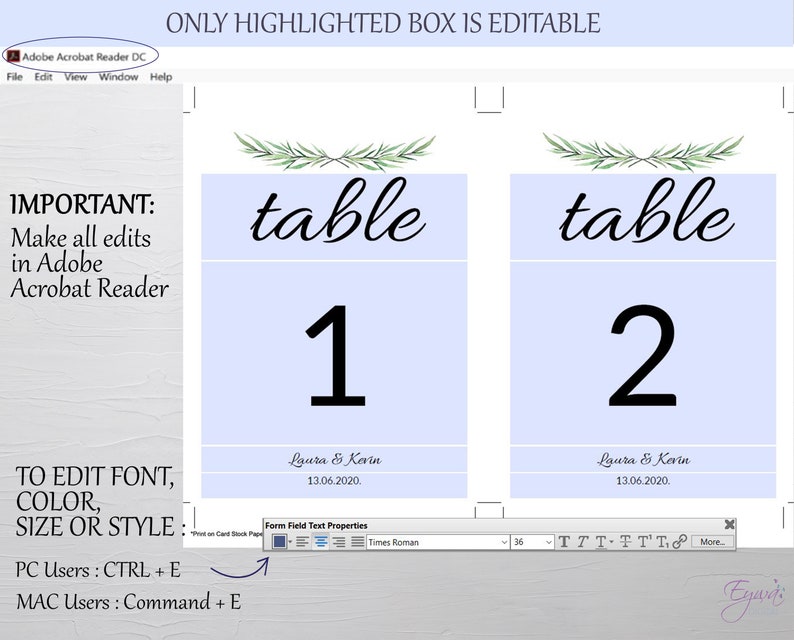 Greenery Table Numbers Wedding Printable Editable Wedding Numbers Green ...