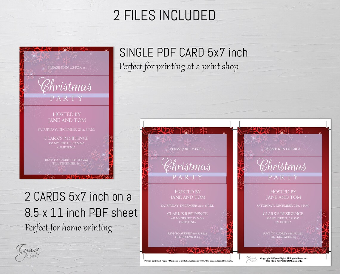 Red Christmas Invitation Template Christmas Party Invite With ...