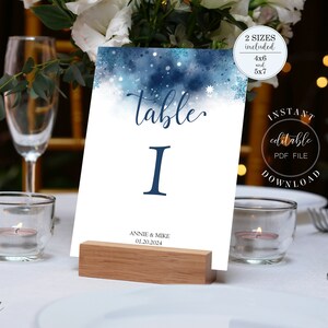 Winter Blue Wedding Table Numbers DIY Table Numbers Blue Wedding Table ...