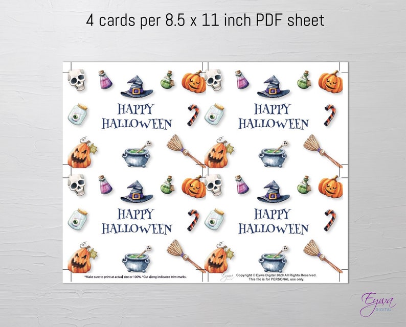 Spooky Halloween Card Printable Pumpkins Skulls Greeting Card - Etsy