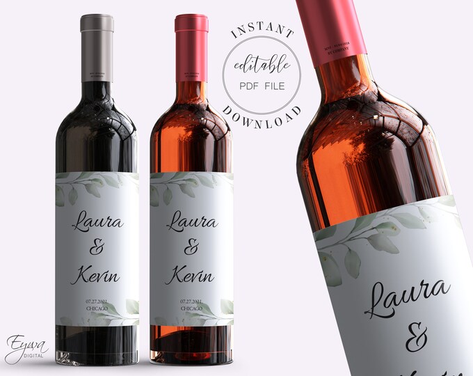 Wine Label Template, Editable Wine Label, DIY Wine Bottle Labels ...