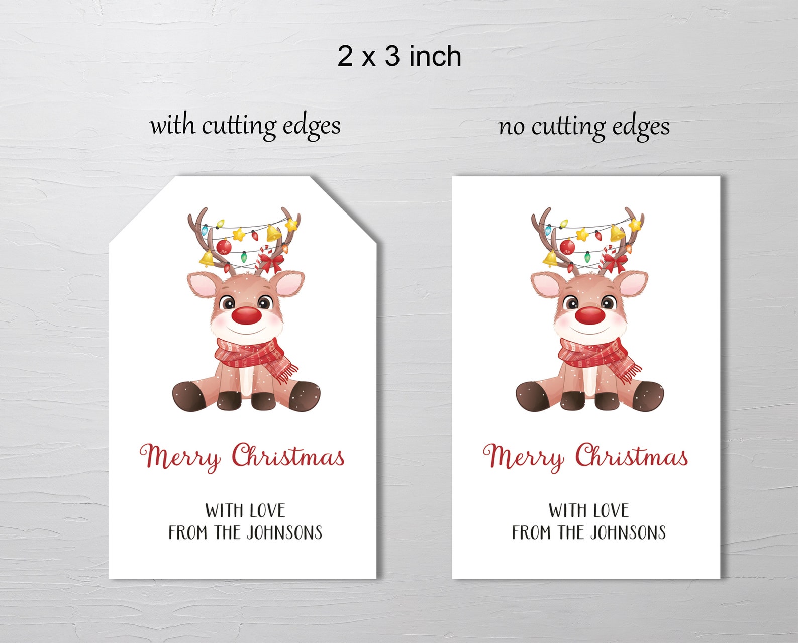 Christmas Gift Tag Template Printable Reindeer Christmas Tags - Etsy