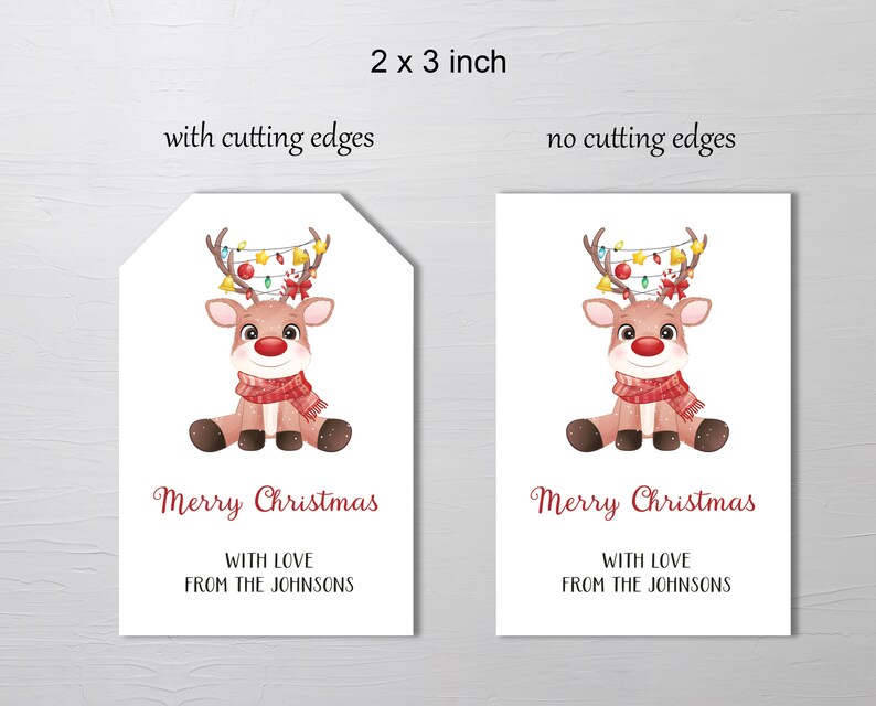 Christmas Gift Tag Template Printable Reindeer Christmas Tags - Etsy