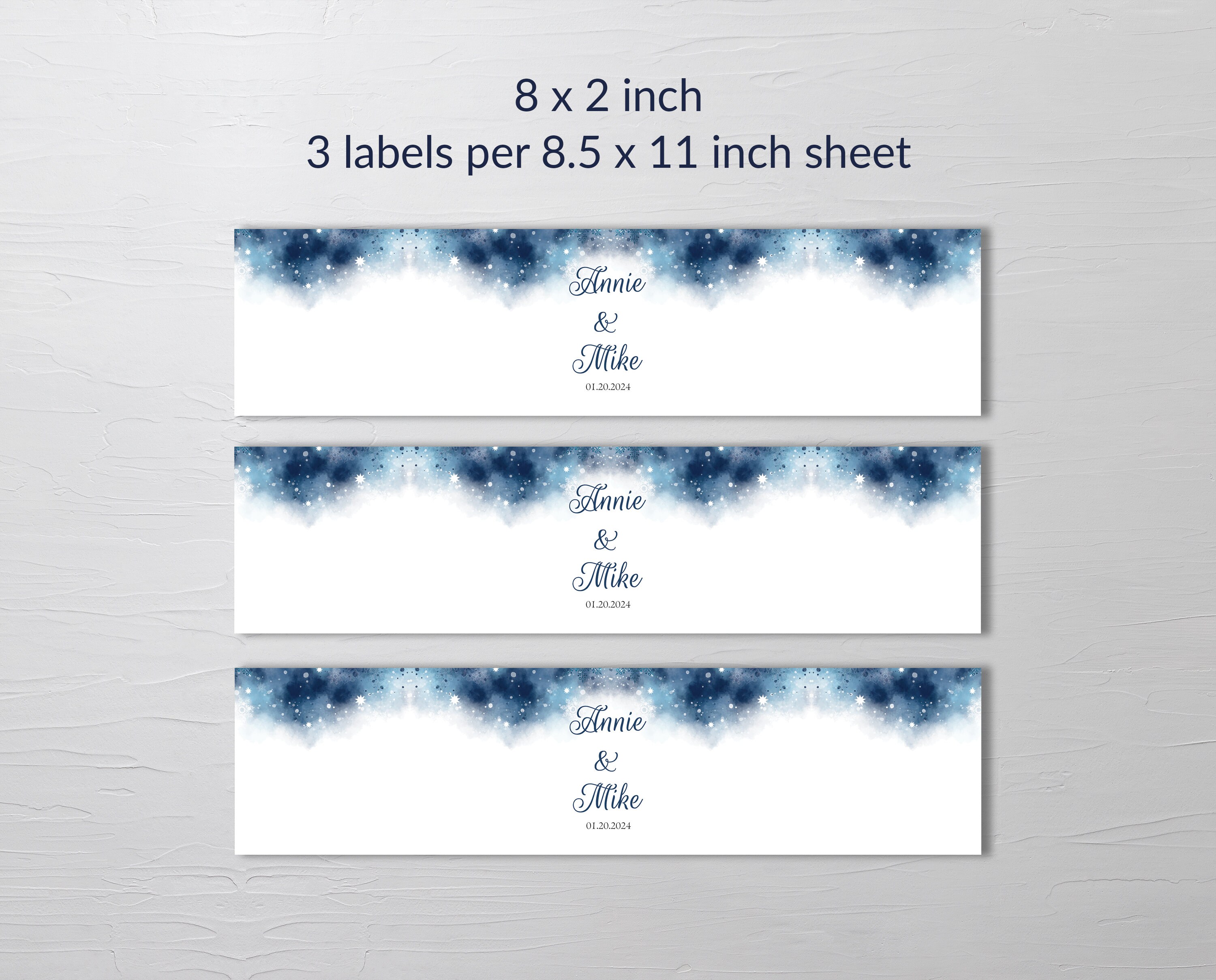 Blue Winter Water Bottle Labels Template Editable Blue Water - Etsy