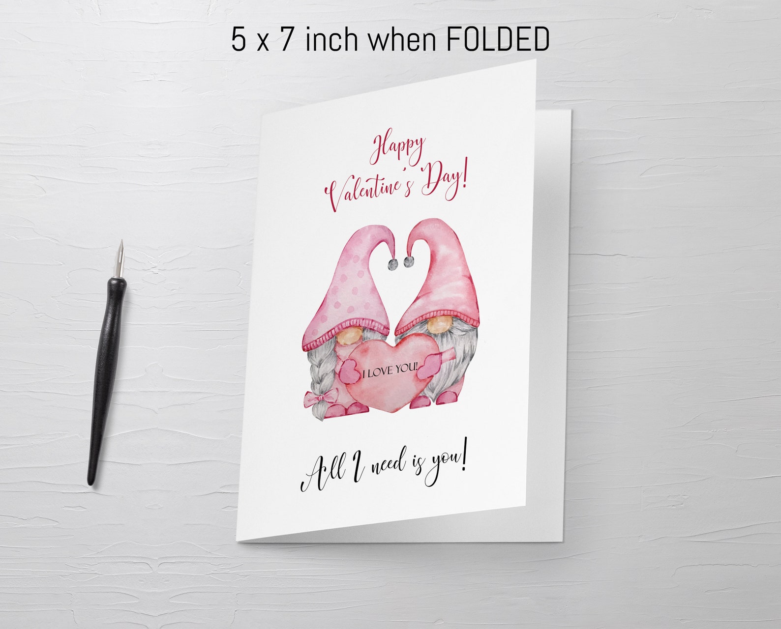 Gnomes Valentines Day Card Printable Happy Valentines Card I Love You ...