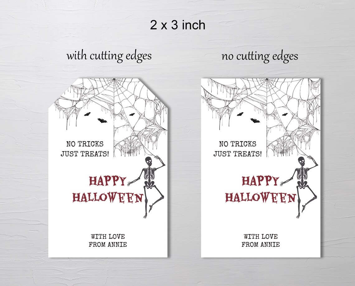 Skeleton Gift Tag Template Trick or Treat Favor Tag Printable - Etsy