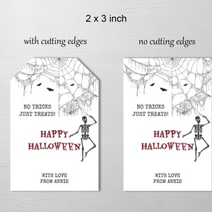 Skeleton Gift Tag Template Trick or Treat Favor Tag Printable Halloween ...