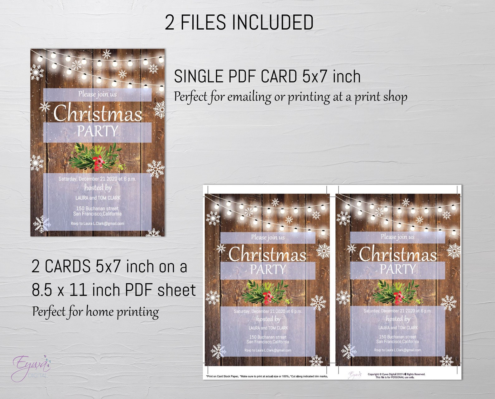 Rustic Christmas Party Invitation Template Editable Sparkly - Etsy