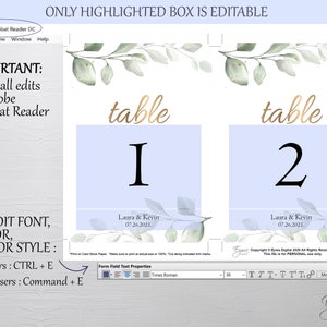 Greenery Wedding Table Numbers Template Editable Gold Table Number ...