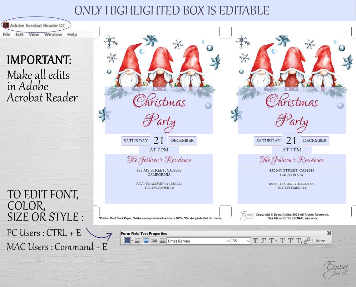 Christmas Gnomes Party Invitation Template Holiday Dinner - Etsy