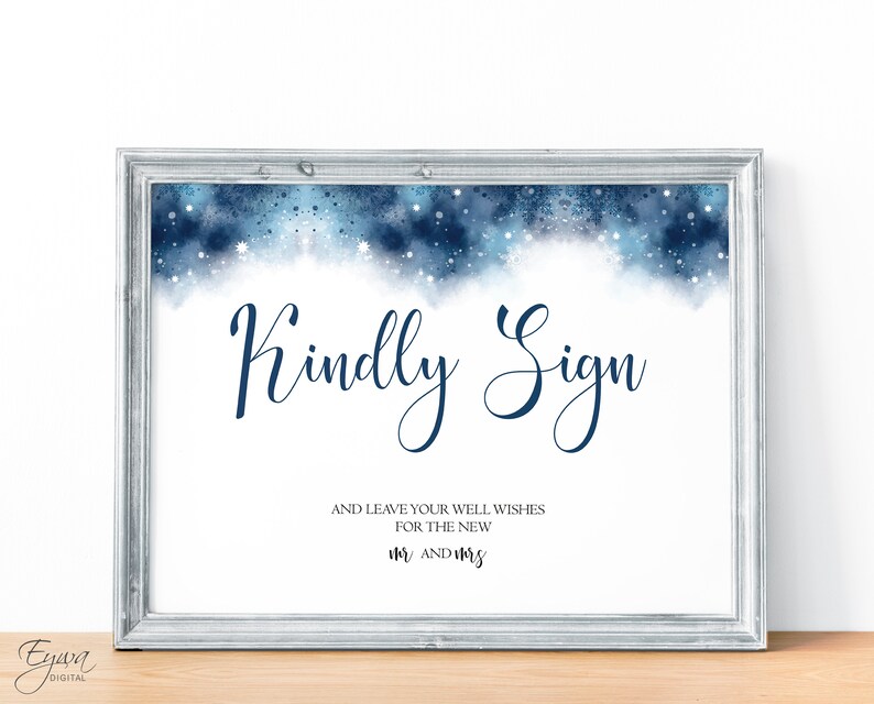 Blue Winter Wonderland Kindly Sign Wedding Sign Printable Wedding Signs ...
