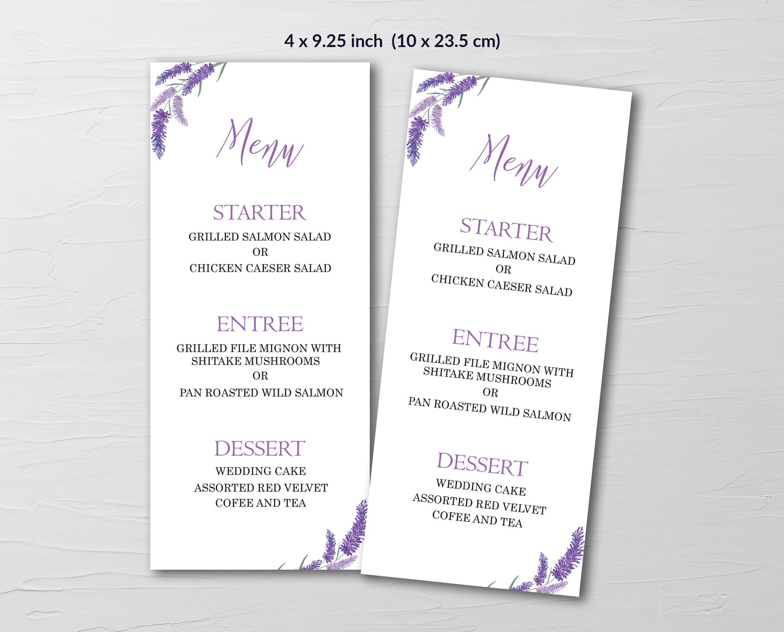 Lavender Wedding Menu Template Editable Dinner Menu Floral Purple Menu ...