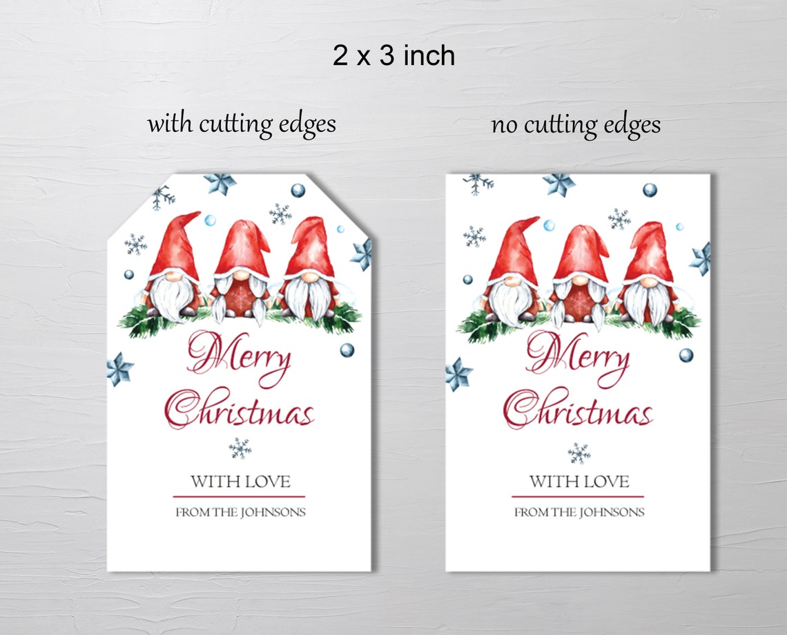Christmas Gnomes Gift Tag Template Printable Holiday Tags - Etsy