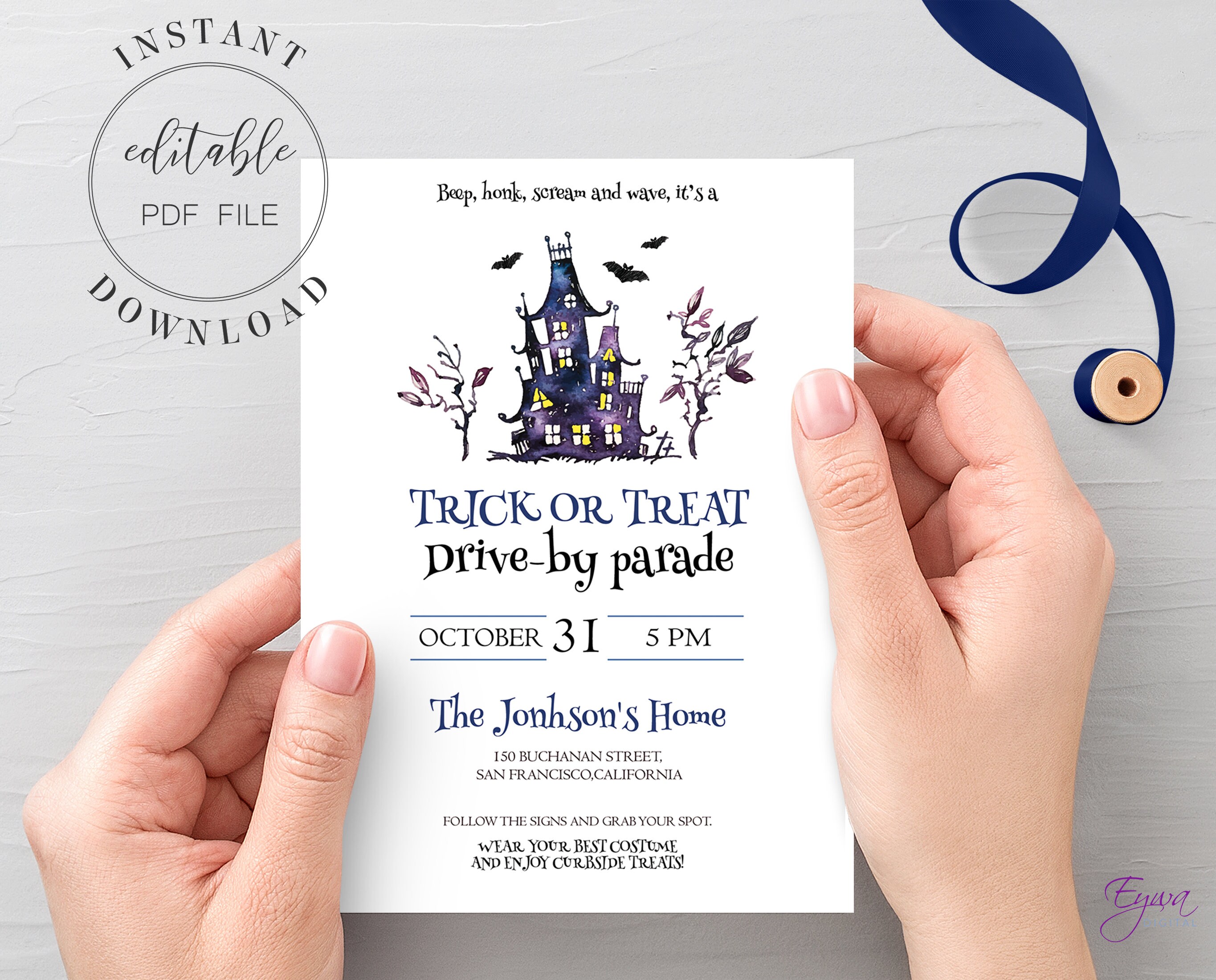 Haunted House Gift Tag Template Trick or Treat Favor Tag - Etsy