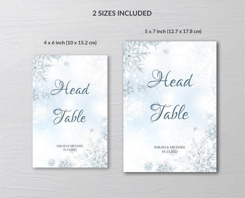 Winter Wonderland Wedding Table Numbers Template Editable Table Number ...