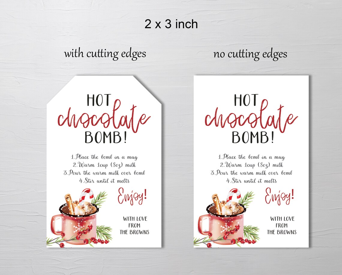 Christmas Hot Chocolate Bomb Tag Template Printable Chocolate - Etsy