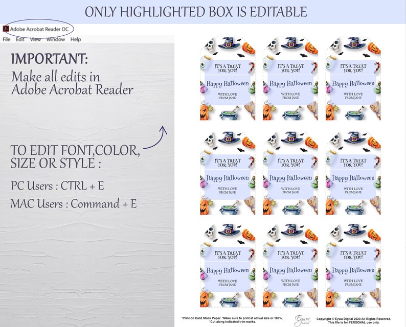 Spooky Halloween Gift Tag Template Trick or Treat Favor Tag - Etsy