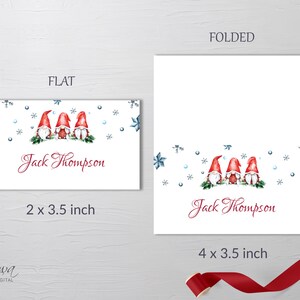 Christmas Gnomes Place Card Template Holiday Seating Card Red - Etsy