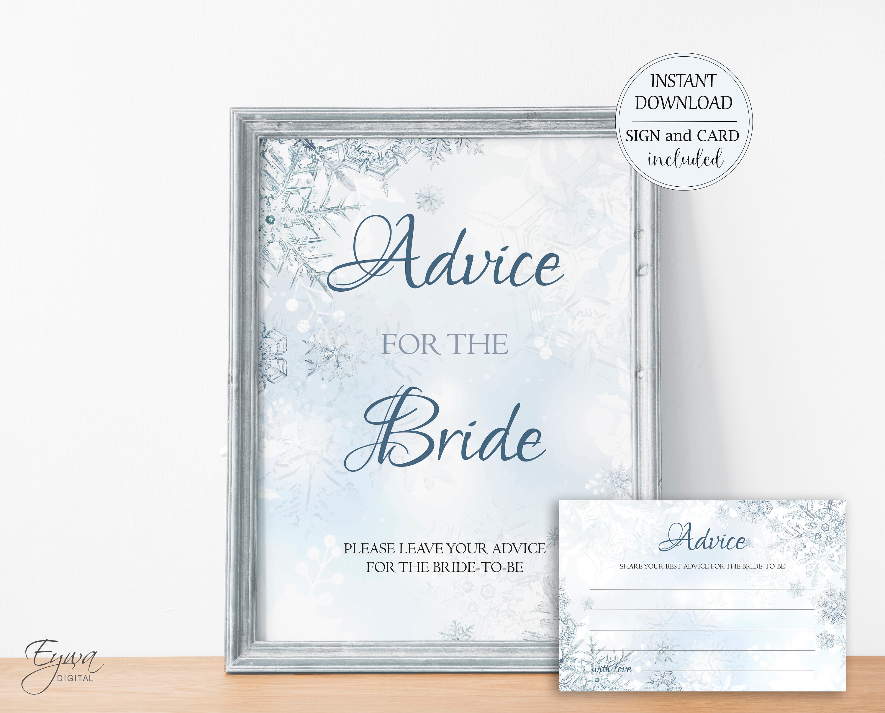 Winter Wonderland Bridal Recipe Sign and Card Printable Recipes for the ...
